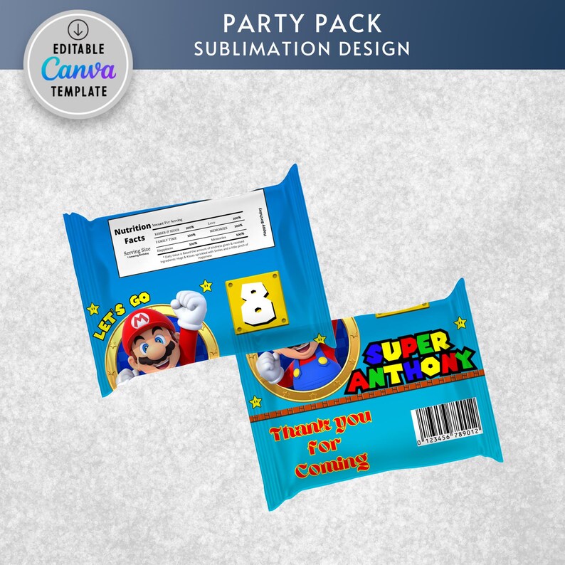 Editable Super Mario Kids Party Bundle Kit, Template Printable, Kids ...