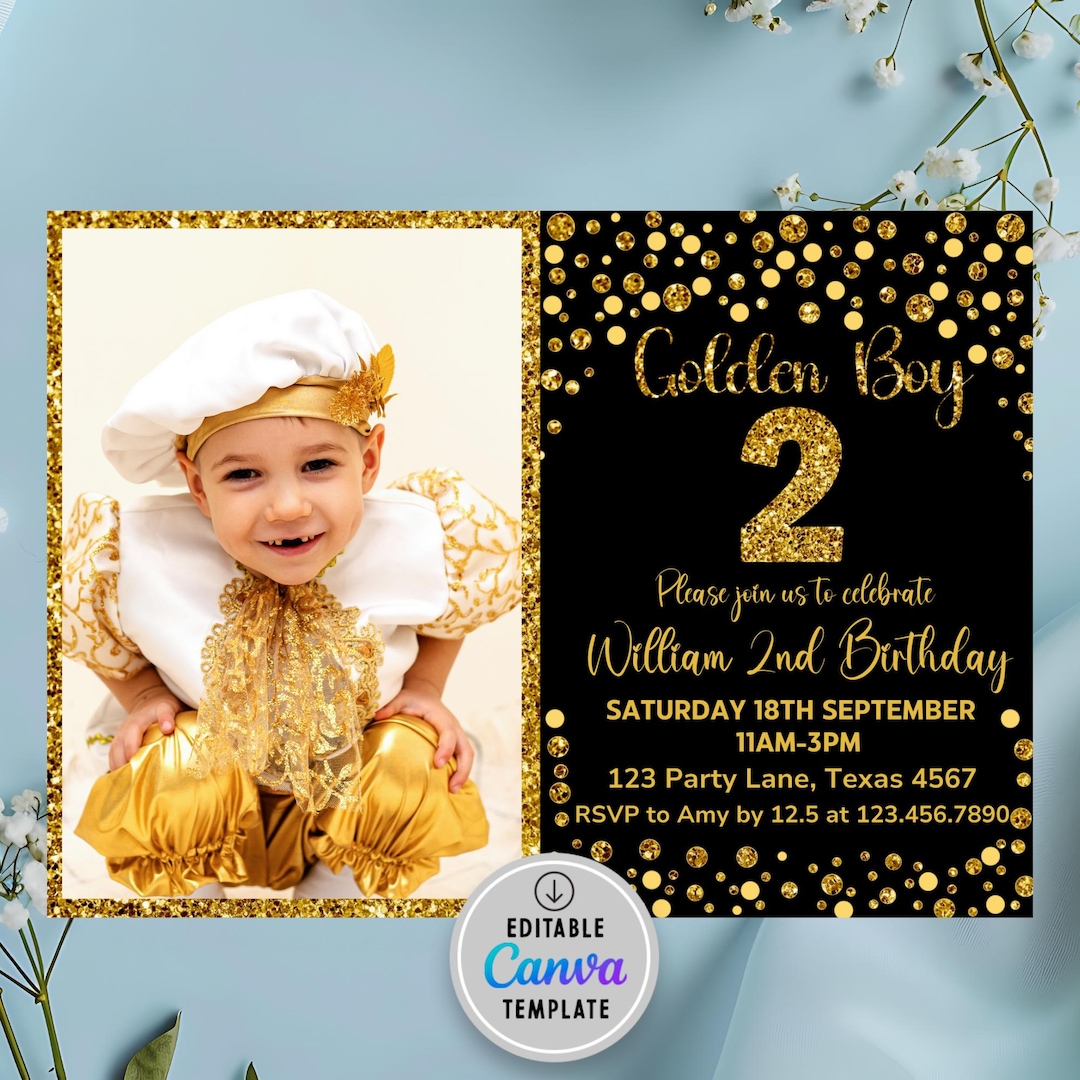 Editable Golden Birthday Invitation Boys Golden Birthday Invitation ...