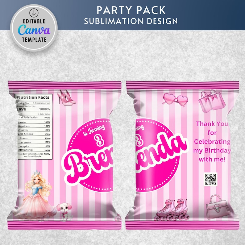 Doll Party Labels | Fashion Girl Birthday | Pink Doll Invite | Doll ...