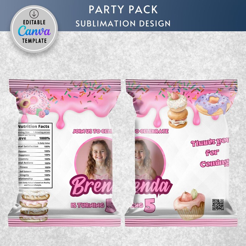 Editable Sweet One Chip Bag Label, Sweet One Party Chip Bag Wrapper ...