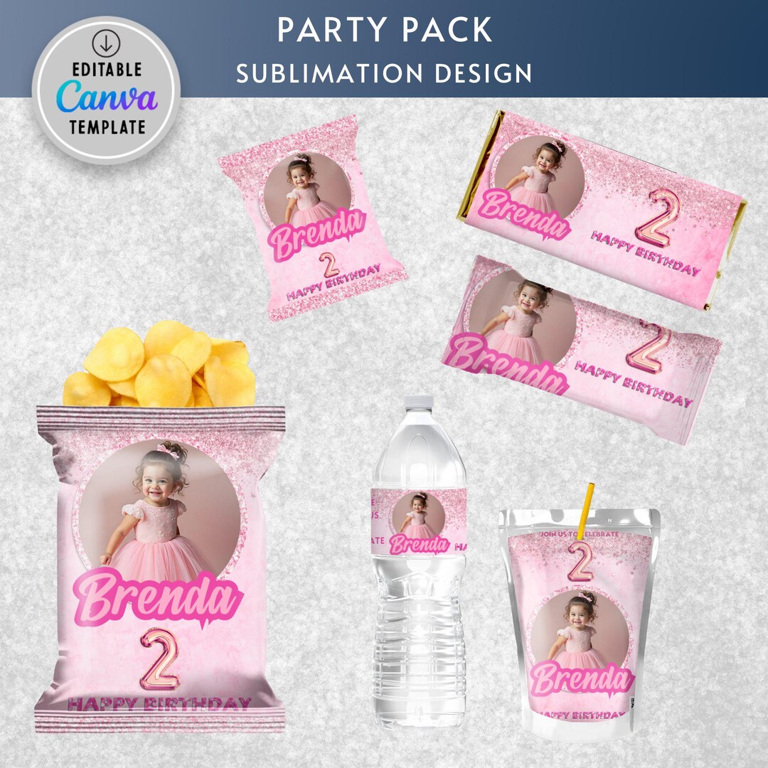 Pink Fashion Doll Chip Bag, Girl Birthday Treat Bags, Pink Favor Bags ...