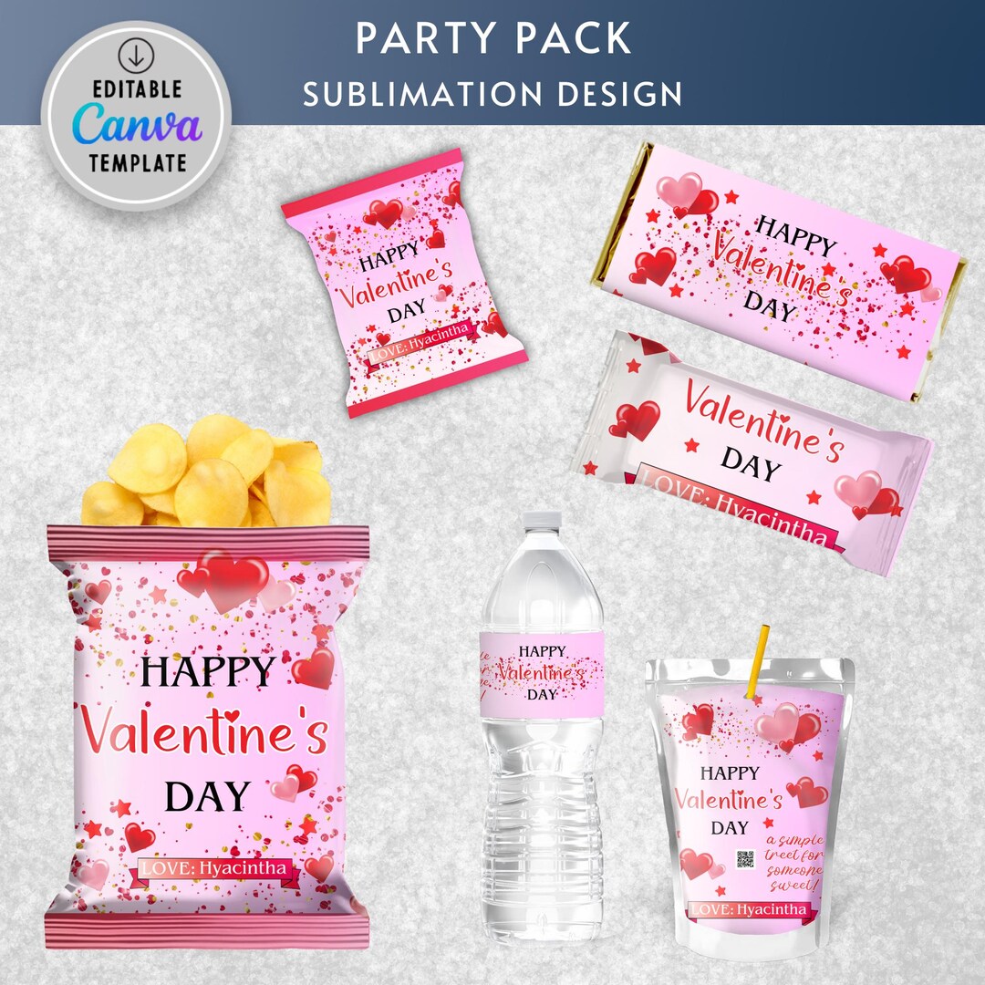 Editable DIGITAL DOWNLOAD Valentines Valentine Day Birthday Chip Bag ...