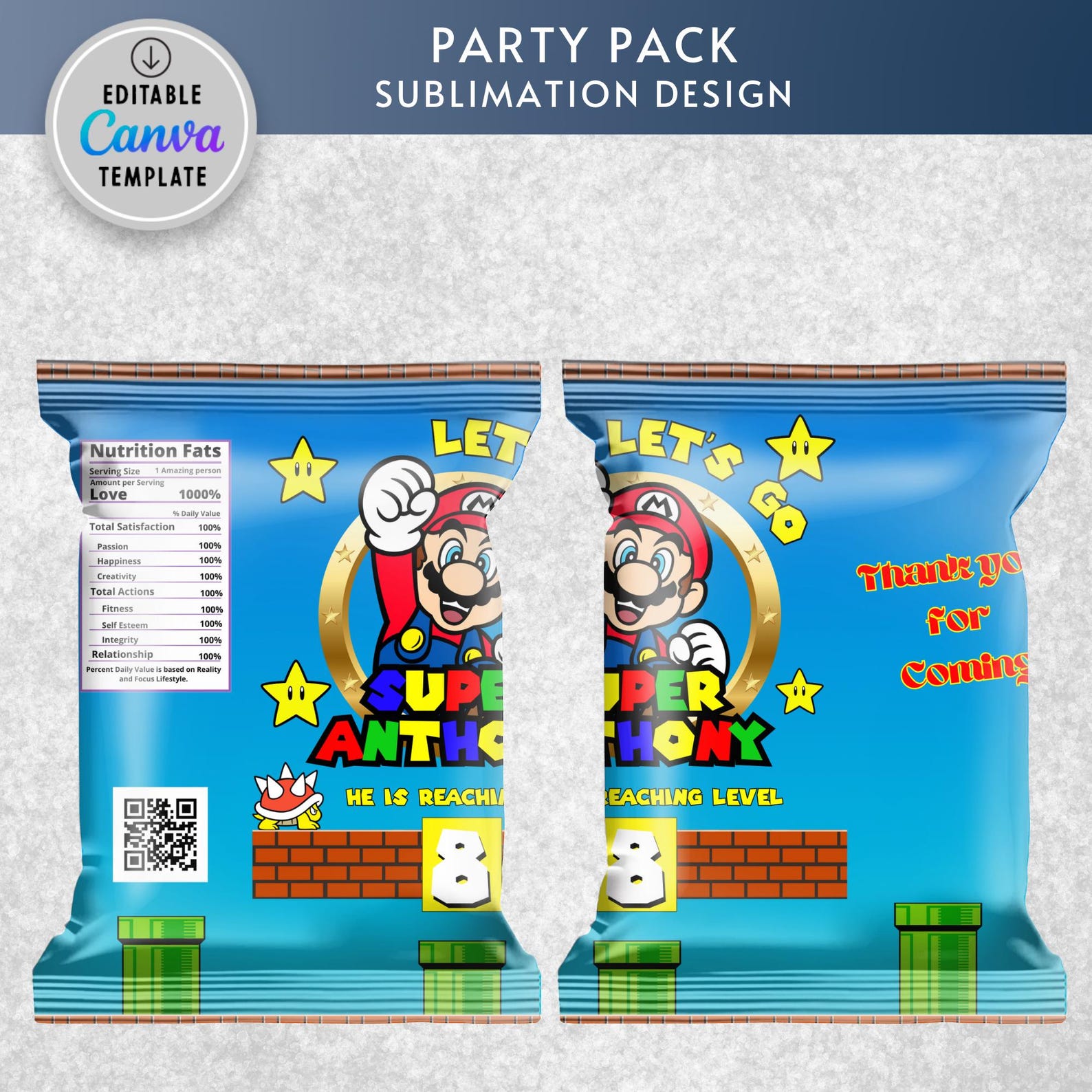 Editable Super Mario Kids Party Bundle Kit, Template Printable, Kids ...