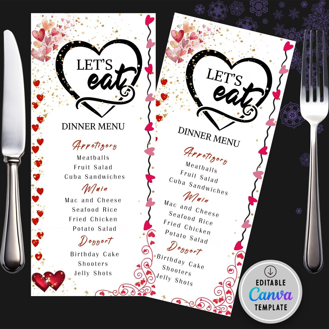 Valentines Day Menu, Valentine's Dinner Party Menus, Wedding ...