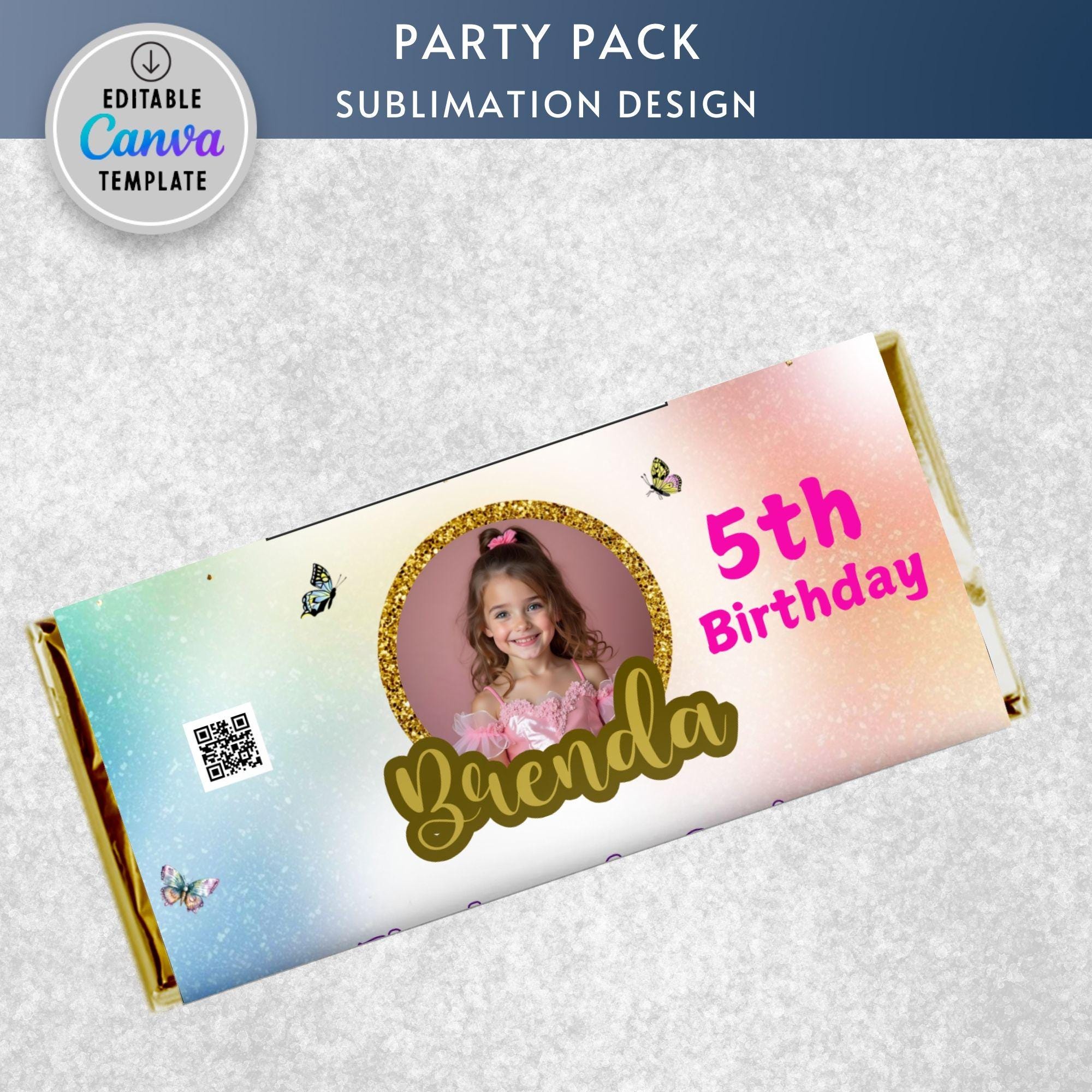 EDITABLE Butterfly Chip Bag Wrapper With Photo. Personalised Name ...