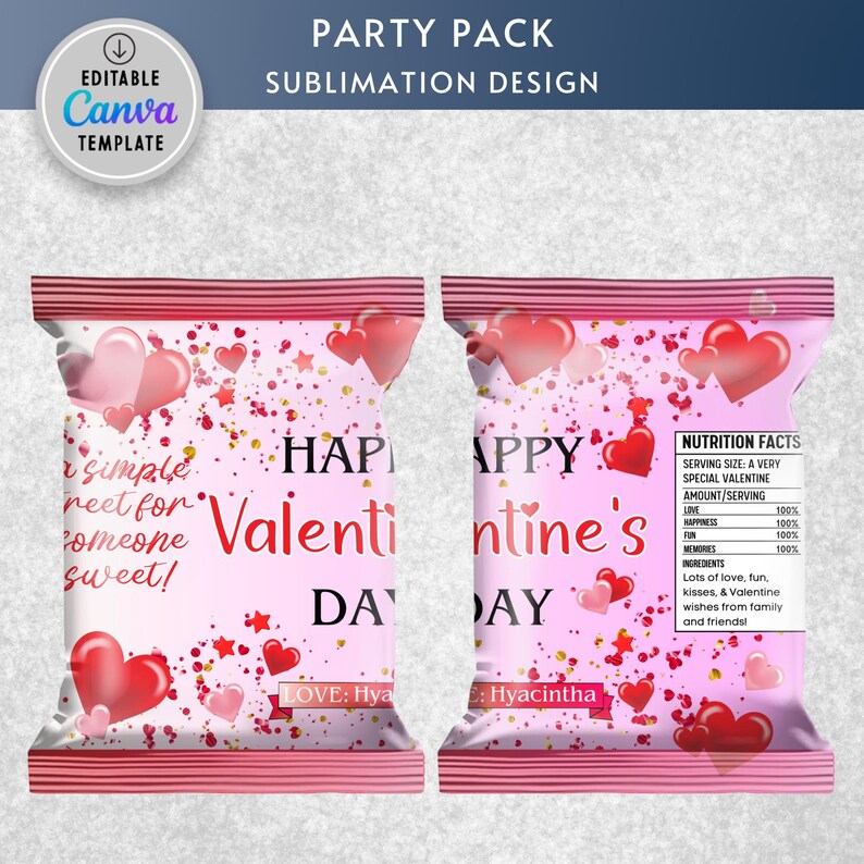 Editable DIGITAL DOWNLOAD Valentines Valentine Day Birthday Chip Bag ...