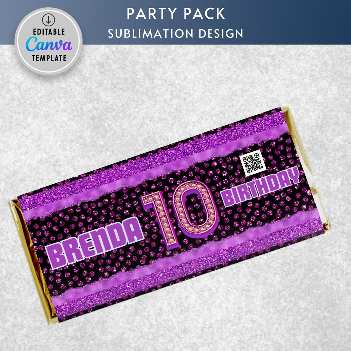 Purple Birthday Party Bundle Kit, Template Printable Pink Birthday Chip ...