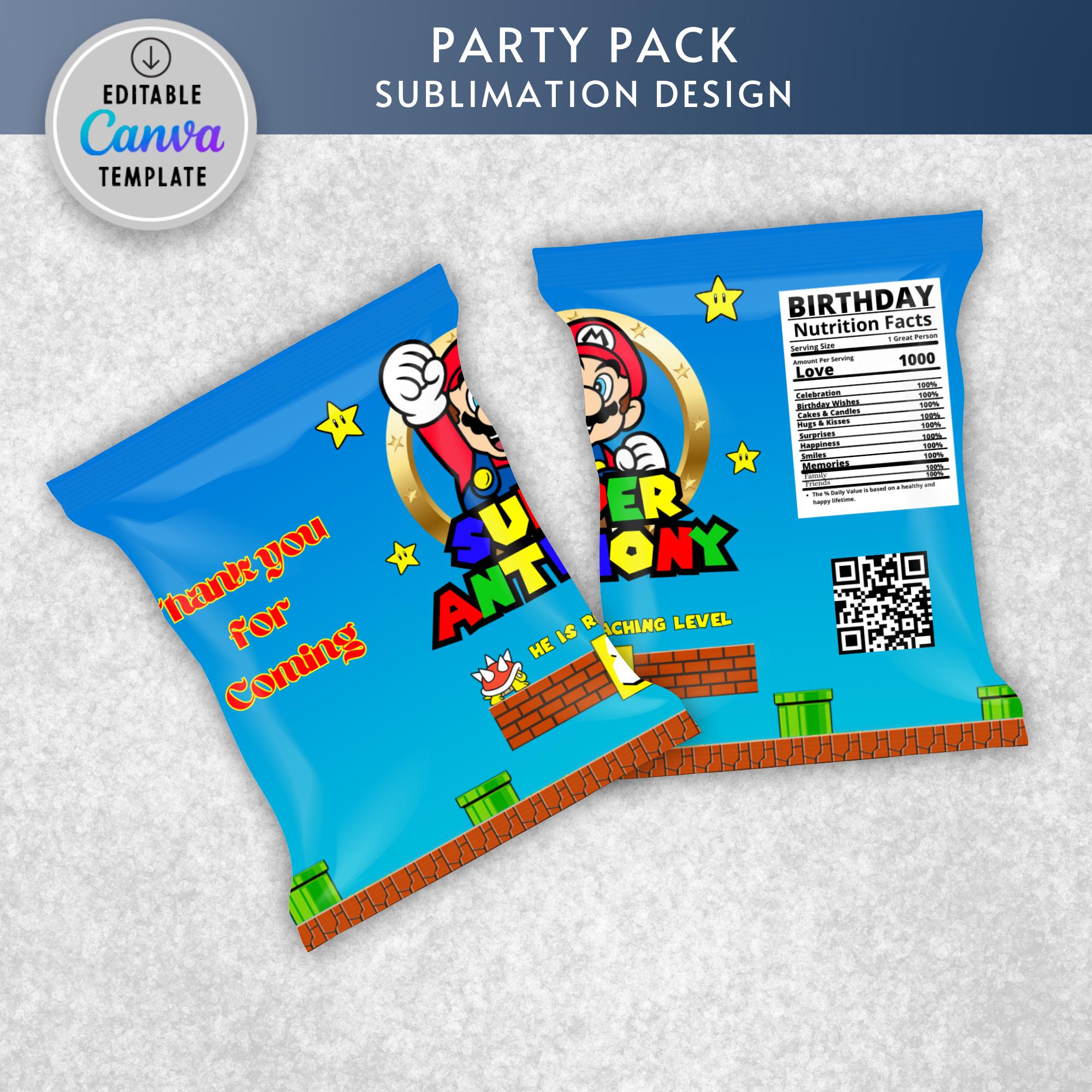 Editable Super Mario Kids Party Bundle Kit, Template Printable, Kids ...