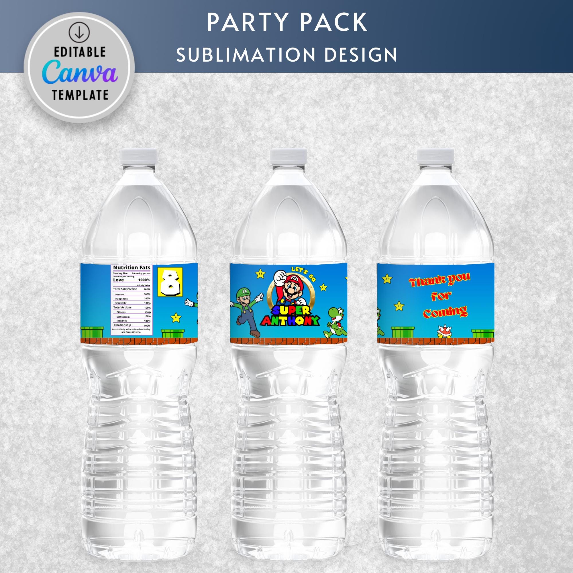 Editable Super Mario Kids Party Bundle Kit, Template Printable, Kids ...
