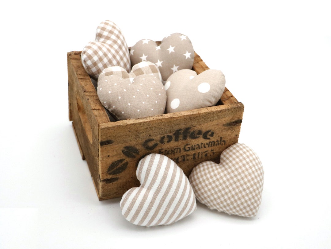 Small Heart Made of Fabric BEIGE, Sewn Hearts, Decoration, Choice of ...