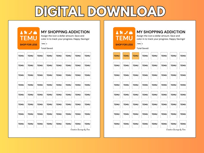 TEMU Savings Challenge Tracker / 8.5 X 11 Digital PDF Download/ Money ...