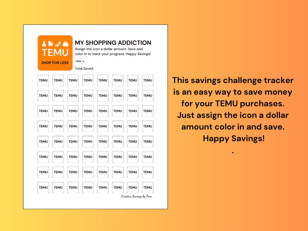 TEMU Savings Challenge Tracker / 8.5 X 11 Digital PDF Download/ Money ...