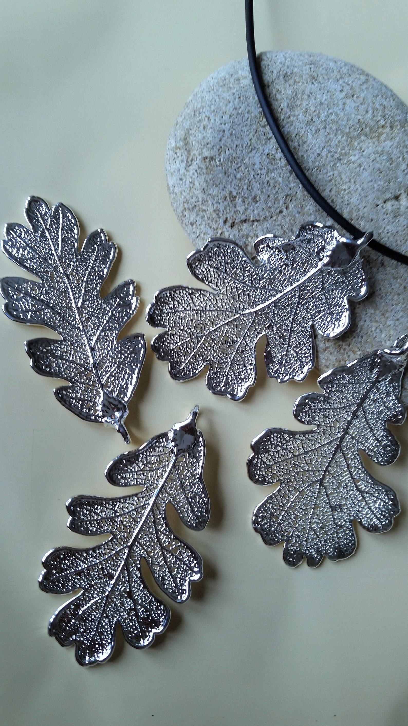 Real Oak Leaf in Sterling Silver - Etsy Norway