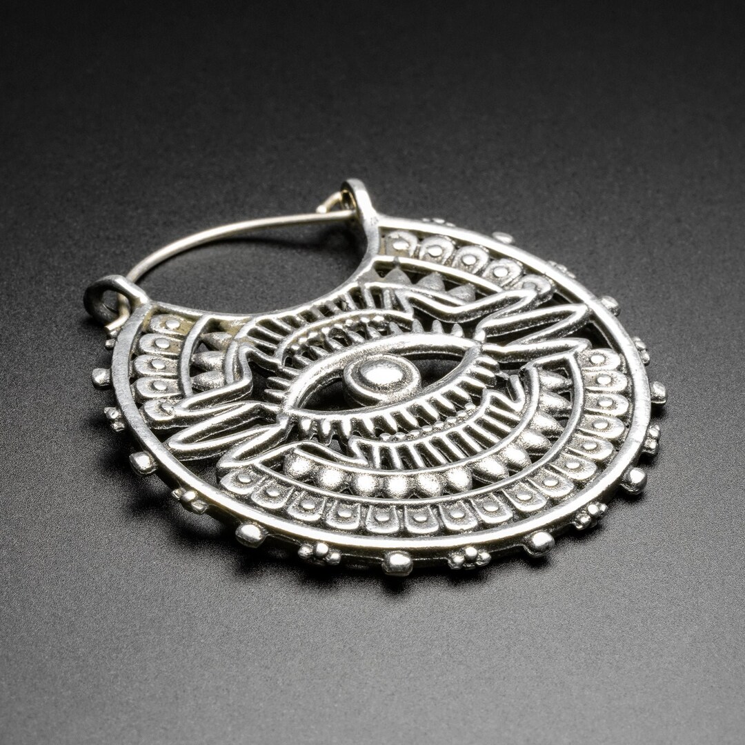 Mayan All Seeing Eye White Brass Plug Hoops | Plug Hoops for Stretched ...