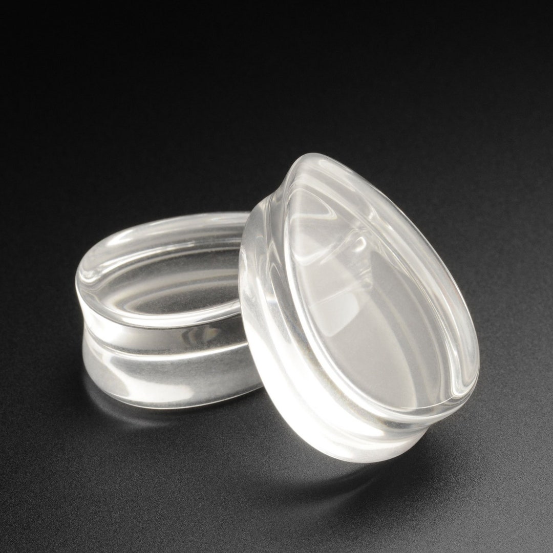 Clear Glass Double Flare Teardrop Plug | Glass Ear Stretcher Gauges ...