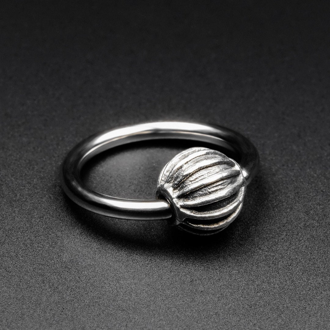 Ridged Ball White Brass & Surgical Steel BCR Ball Closure Ring BCR Ball ...