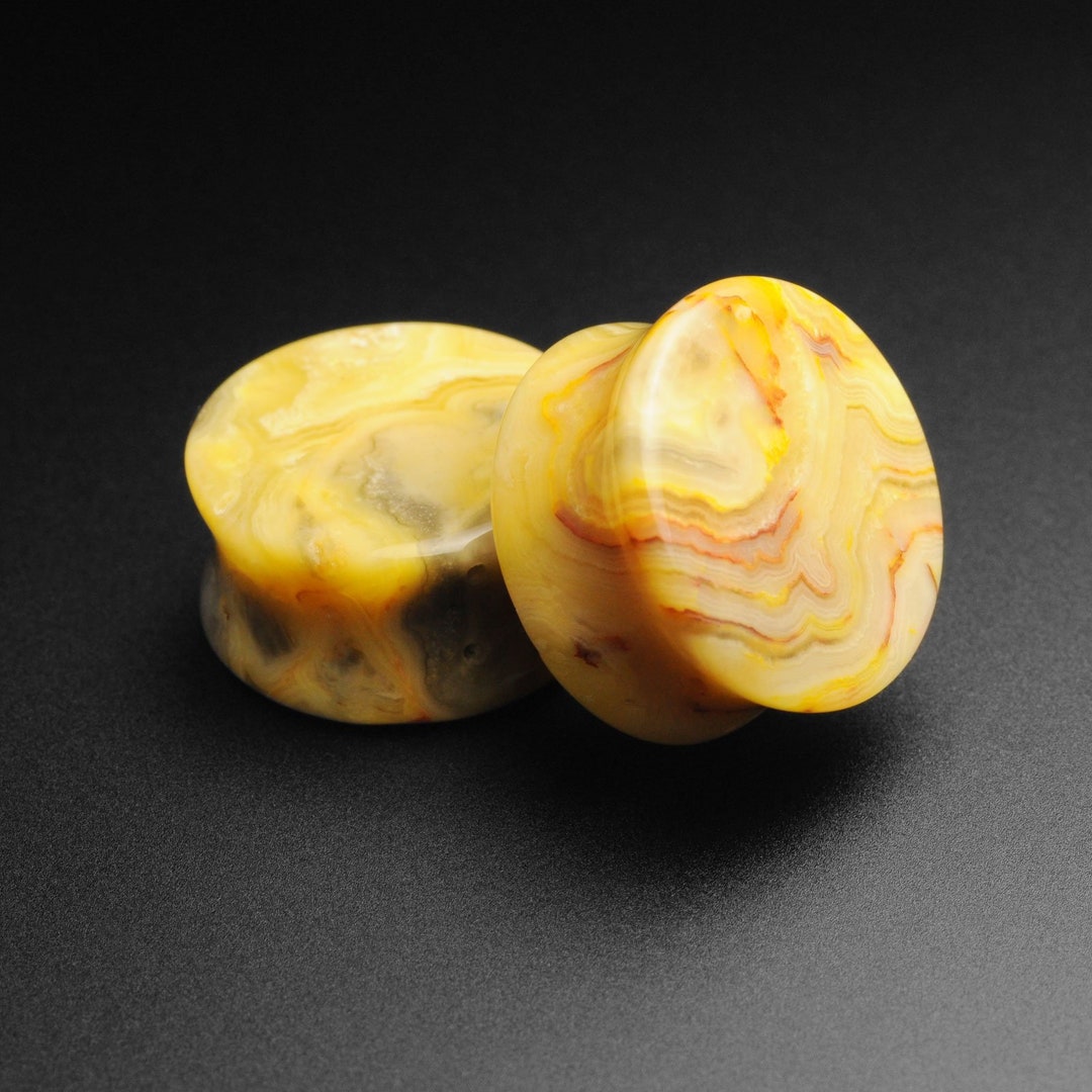 Crazy Lace Agate Double Flare Stone Plug | Organic Stone Ear Stretcher ...
