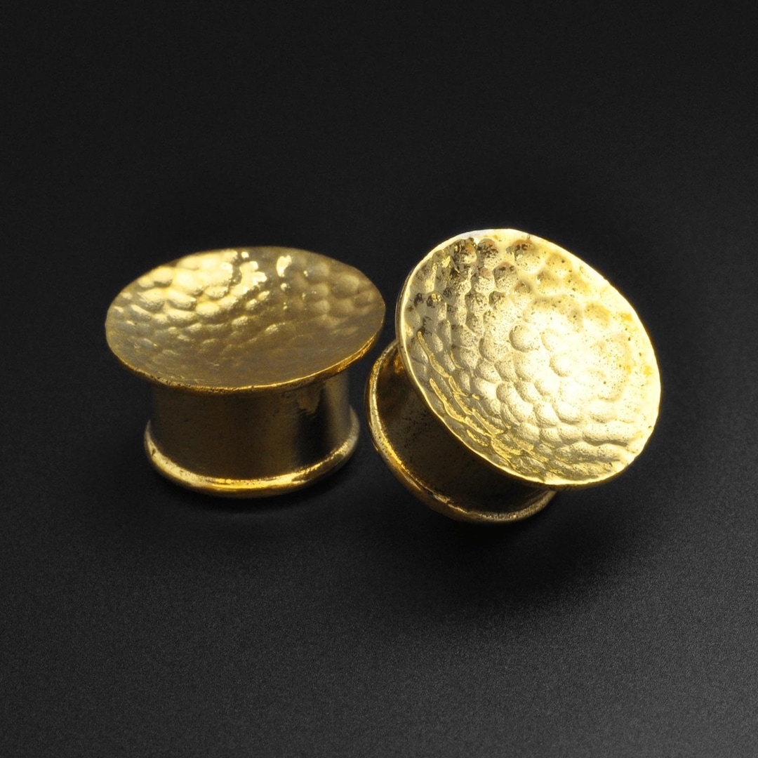 Hammered Mayan Flare Concave Brass Plug | Brass Ear Stretcher Gauges ...