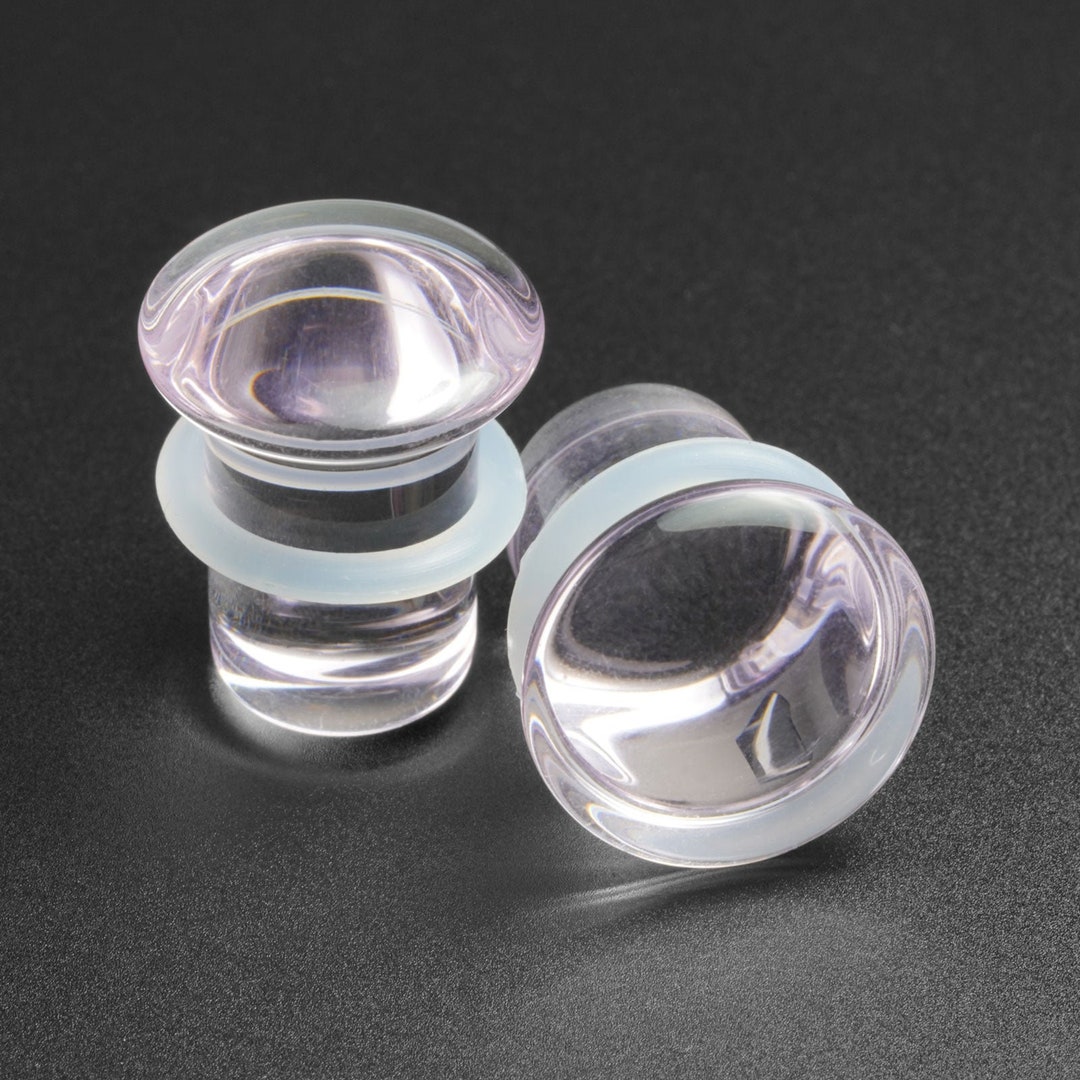 Clear Pink Glass Single Flare Convex Plug | Glass Ear Stretcher Gauges ...