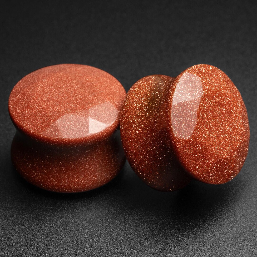 Faceted Gold Sandstone Glass Double Flare Plug | Glass Ear Stretcher ...
