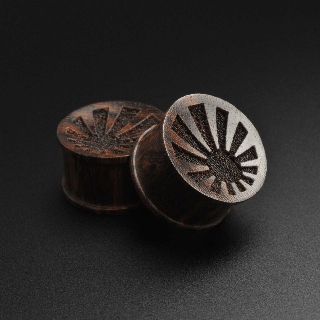 Sono Wood With Sunrise Engraving Double Flare Organic Wood Plug | Sizes ...