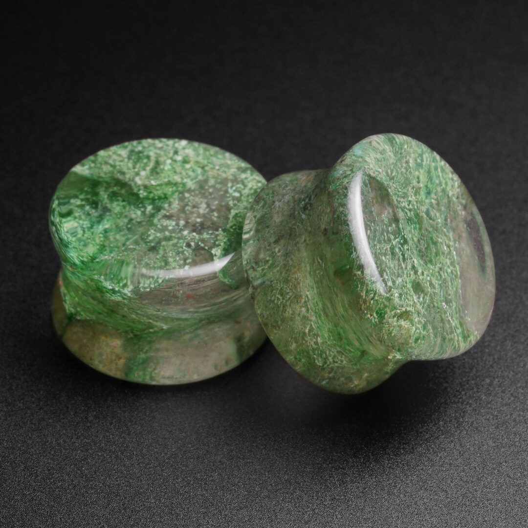 Moss Glass Double Flare Stone Plug | Glass Ear Stretcher Gauges | Glass ...