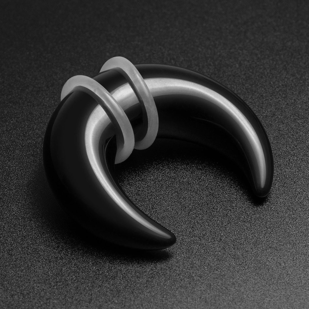 Black Obsidian Stone Pincher | Organic Stone Ear Stretcher Gauges ...