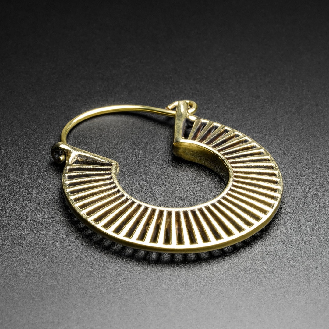 Golden Slinky Brass Plug Hoops | Brass Plug Hoops for Stretched and ...
