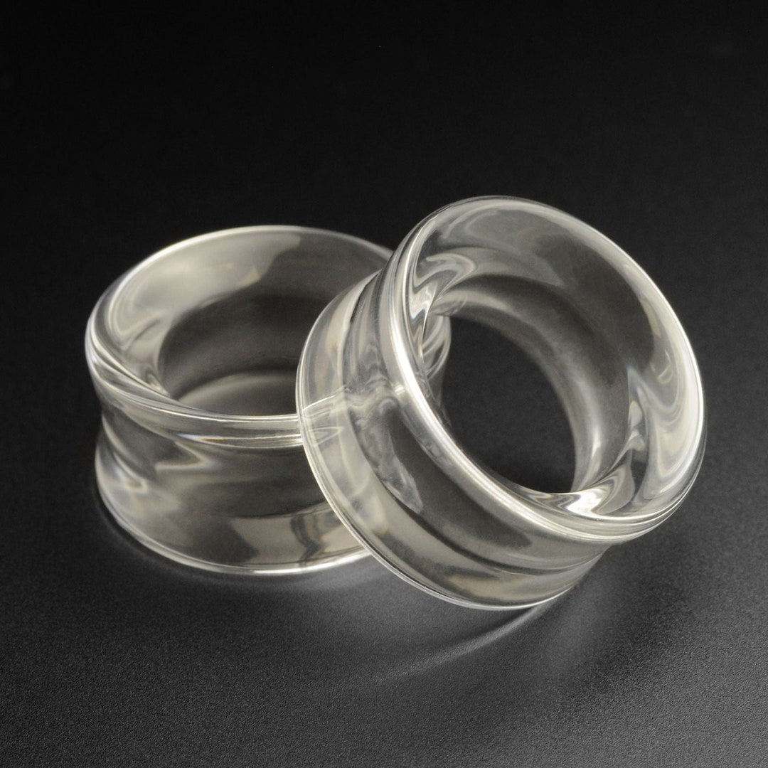 Clear Glass Double Flare Concave Tunnel | Glass Ear Stretcher Gauges ...