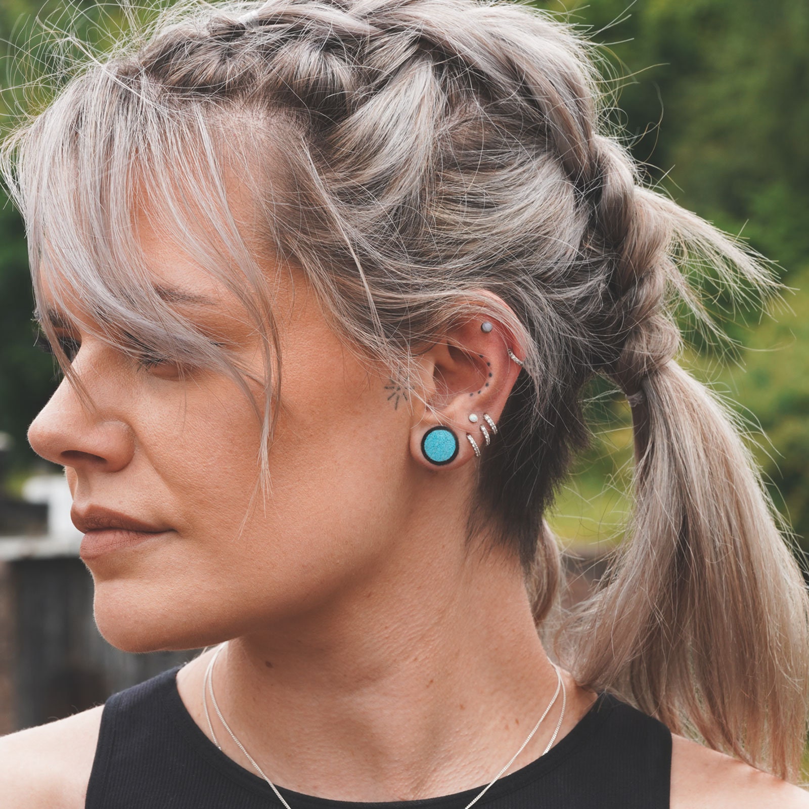 Sono Wood With Crushed Turquoise Inlay Double Flare Organic Wood Plug ...