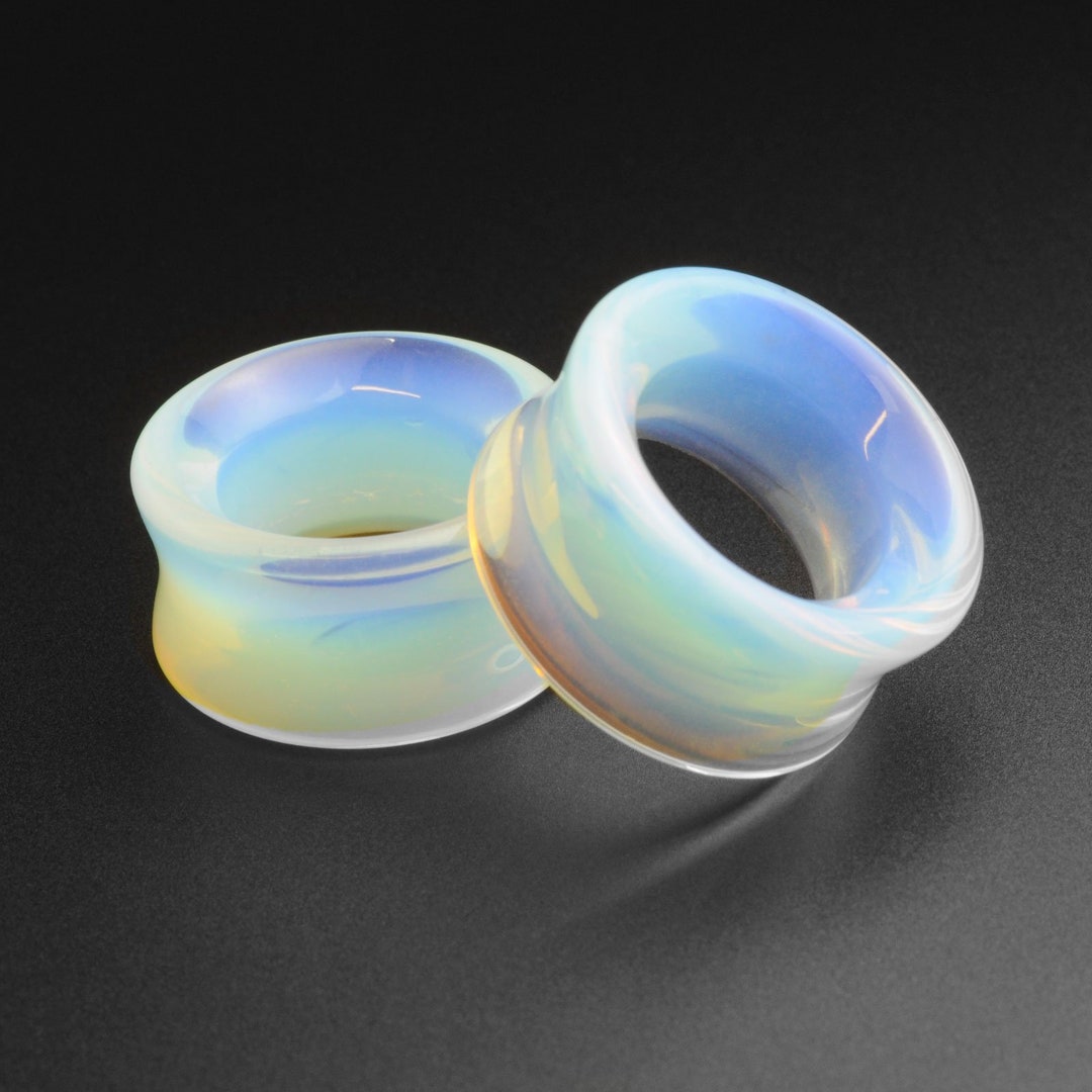 Stone Ear Tunnel Opalite Double Flare Concave Organic Stone Flesh ...