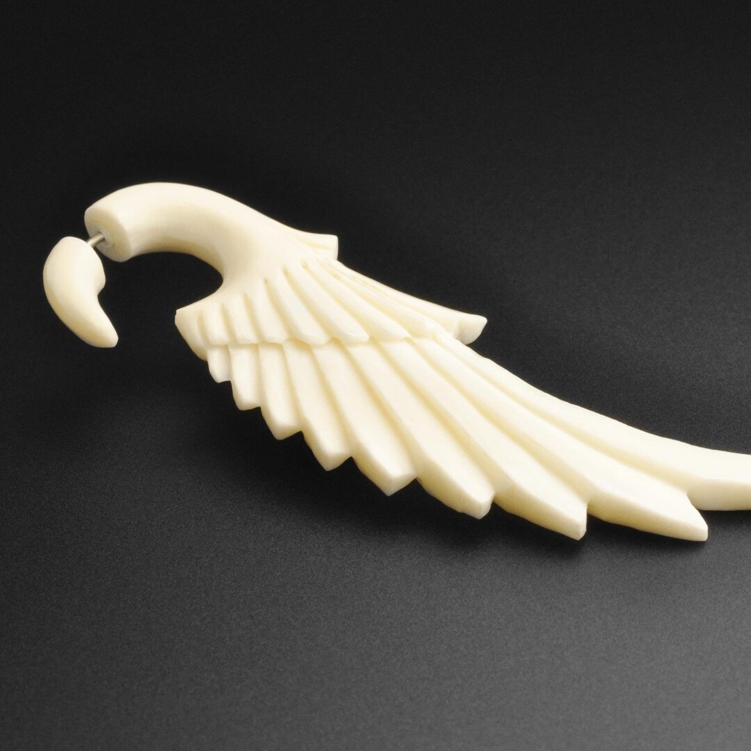 Bone Fake Gauge Angel Wing | for Pierced Ears | Faux Ear Gauges | Fake ...