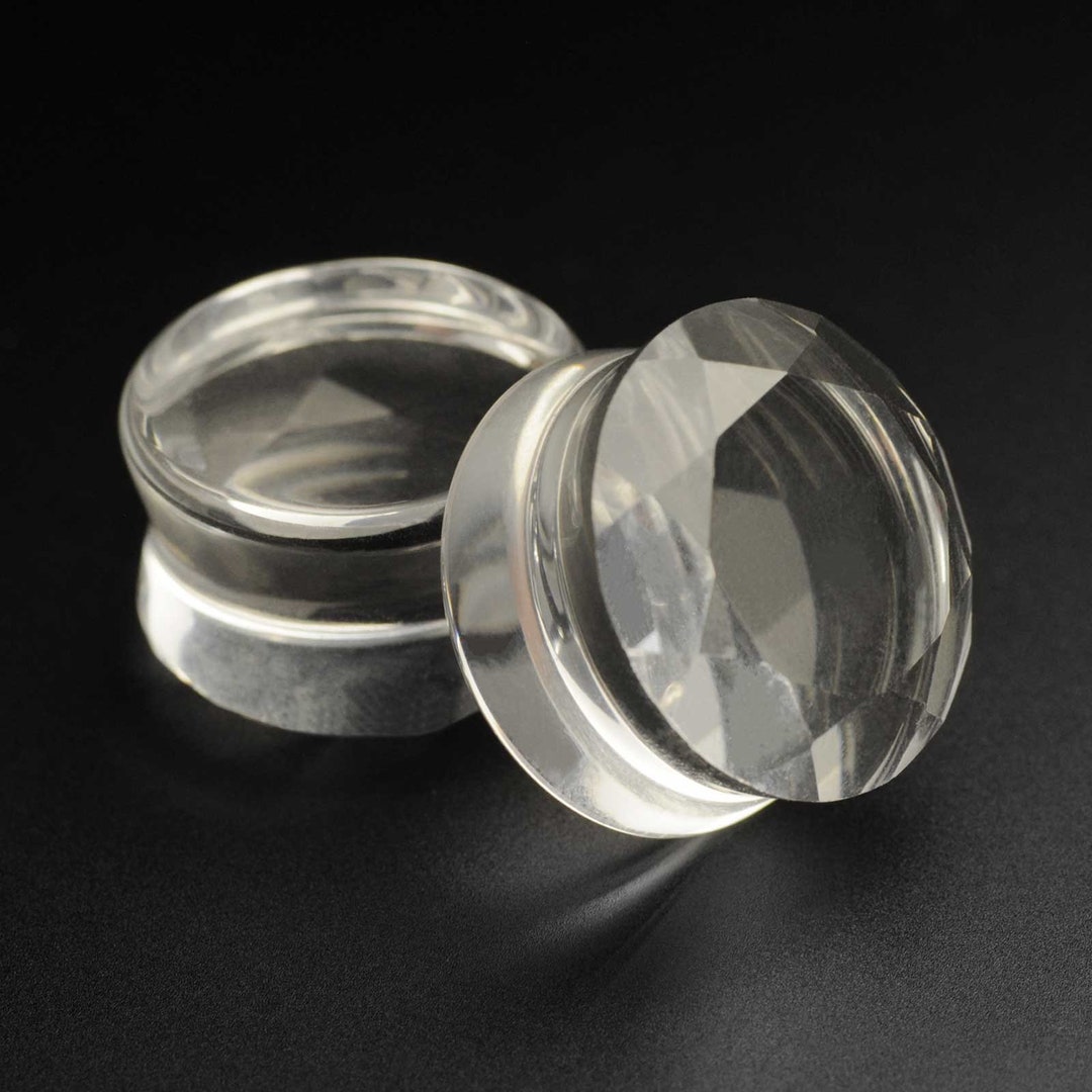 Faceted Glass Double Flare Plug | Glass Ear Stretcher Gauges | Organic ...