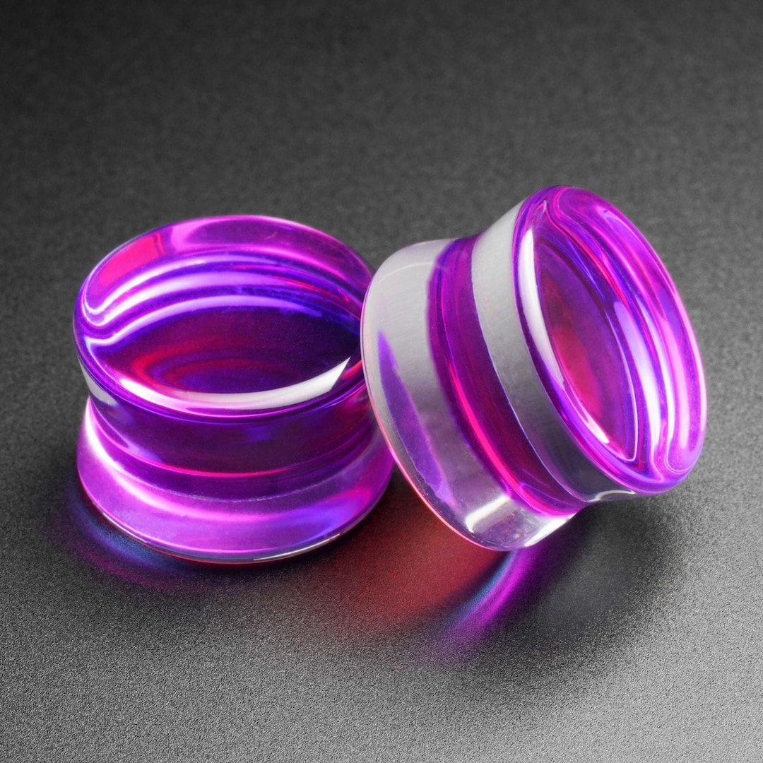Purple Aurora Glass Double Flare Plug | Glass Ear Stretcher Gauges ...