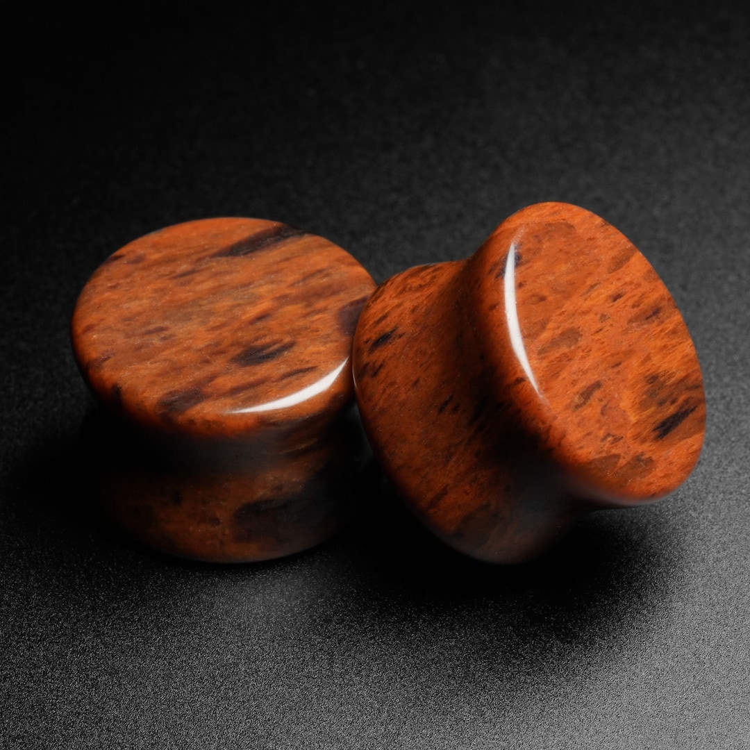 Mahogany Obsidian Double Flare Stone Plug | Organic Stone Ear Stretcher ...