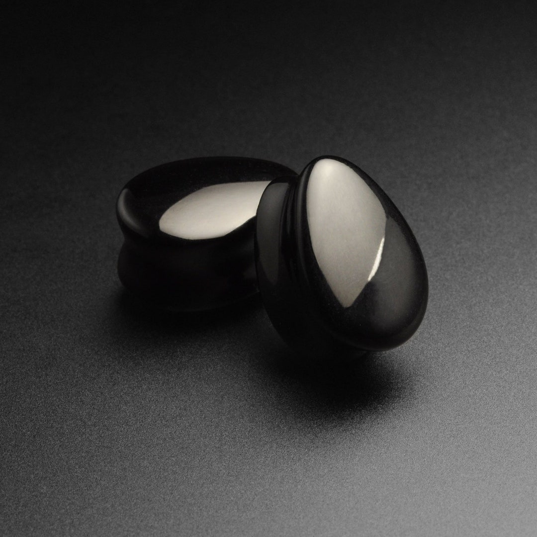 Black Glass Double Flare Teardrop Plug | Glass Ear Stretcher Gauges ...