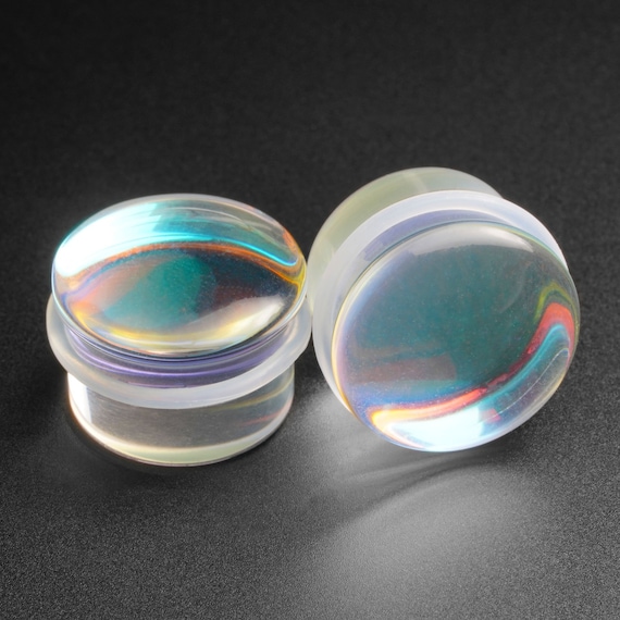 Aurora Glass Single Flare Convex Plug Glass Ear Stretcher | Etsy