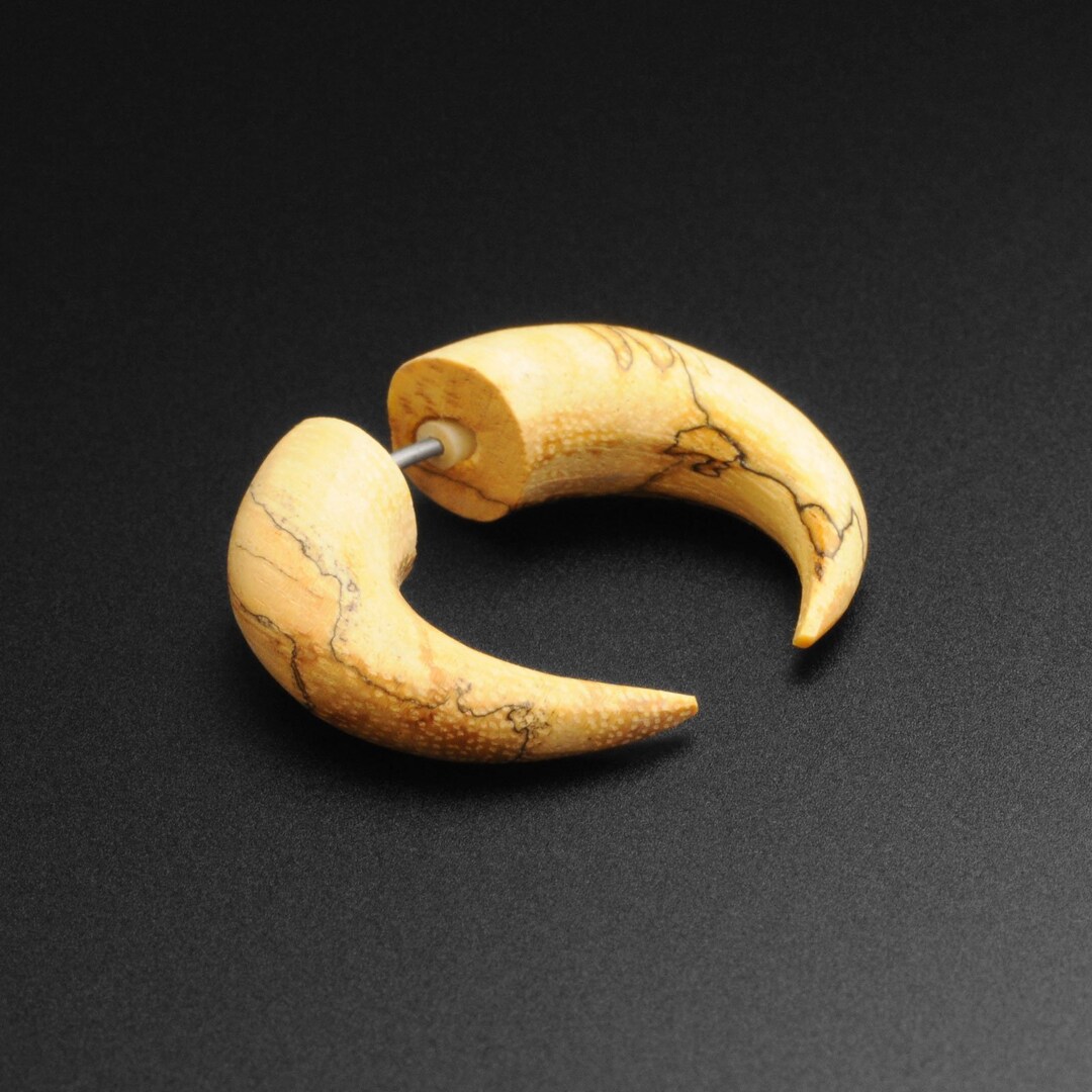 Tamarind Wood Fake Gauge Pincher for Pierced Ears | Faux Ear Gauges ...