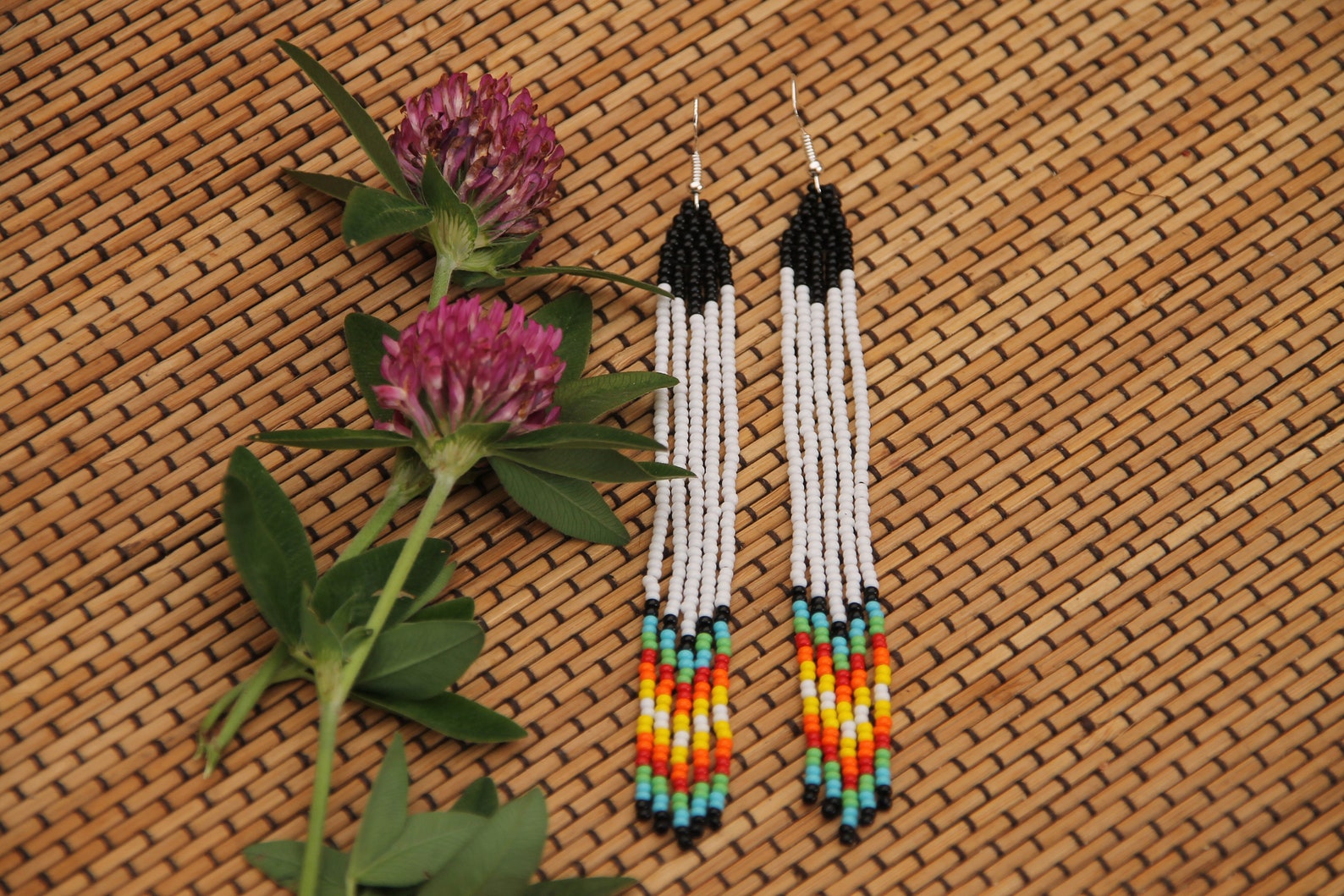 Native American Style Beaded Earrings Handmade Multicolor Seed - Etsy