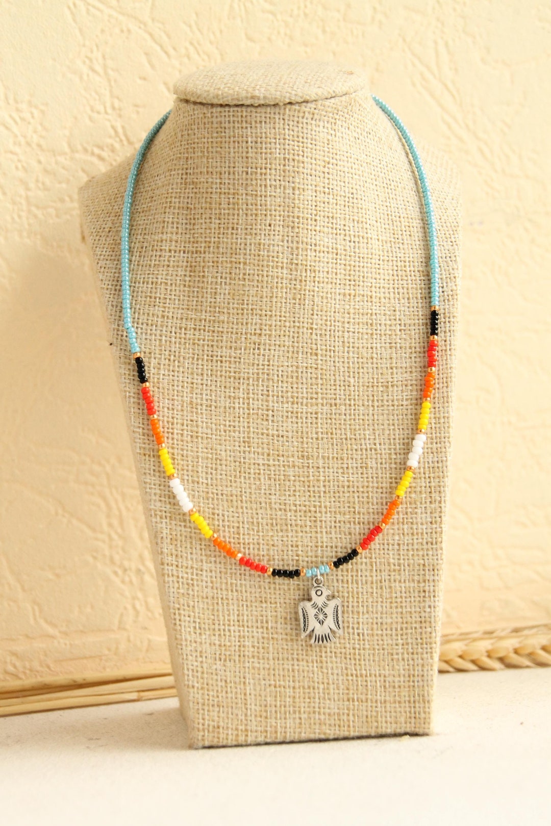 Handmade Thunderbird Necklace: Seed Bead Native Style Choker - Etsy