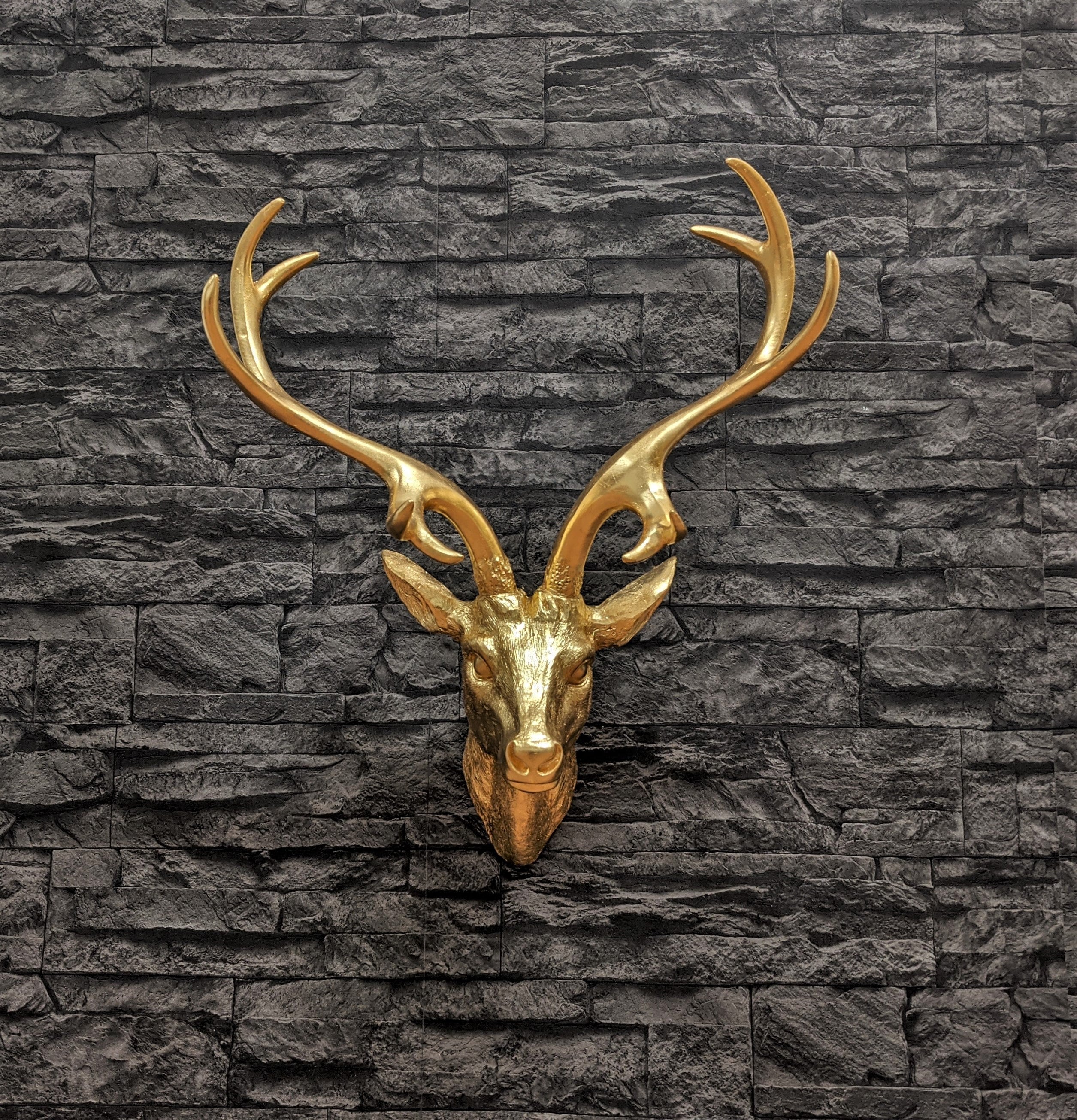 Décoration murale tête de cerf, dorée - Etsy France