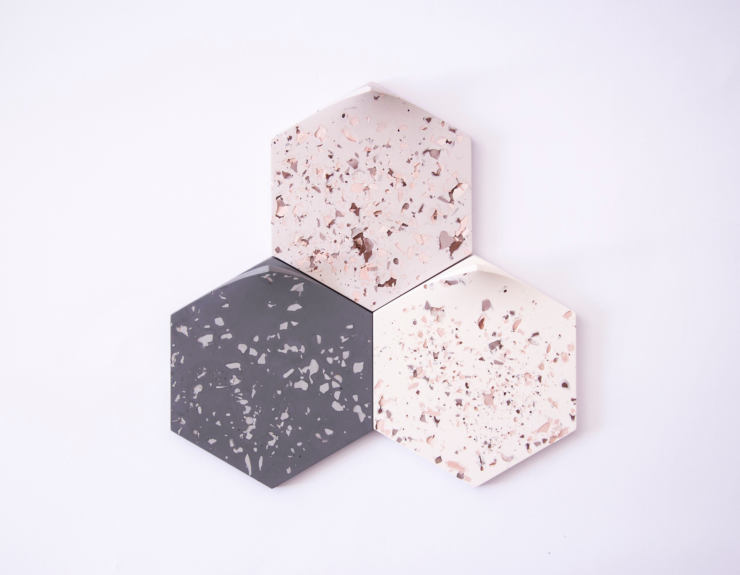 Hexagonal Modular Wall-mount Terrazzo Tiles - Etsy