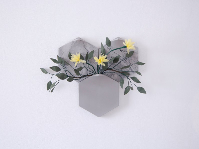 Pre-set Hexagonal Modular Wall-mount Vase With 2 Marbled Tiles - Etsy