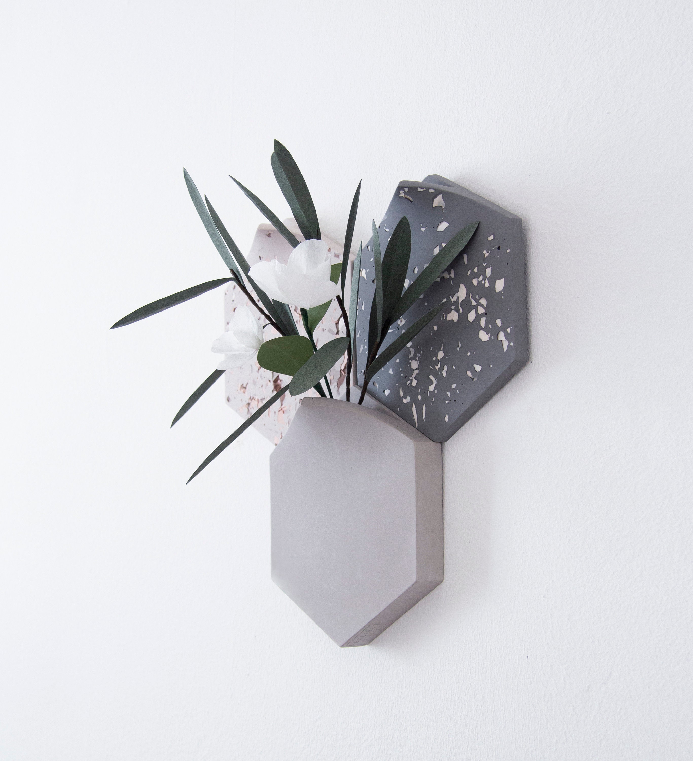 Pre-set Hexagonal Modular Wall-mount Vase With 2 Terrazzo Tiles - Etsy