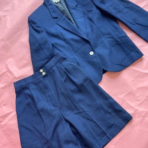 VTG 80s Navy Blue Shorts Suit Set - Etsy