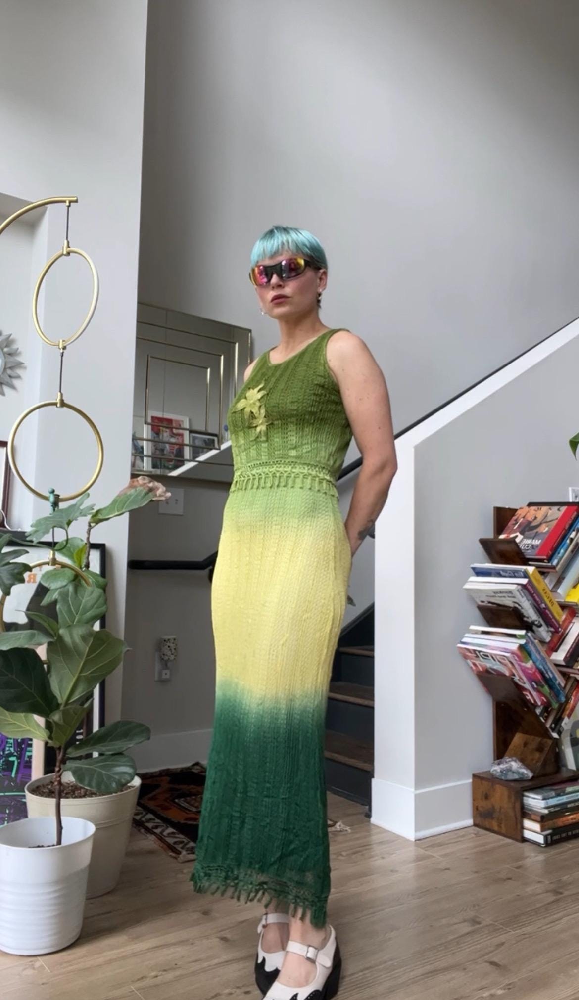 VTG 90s Deadstock Green Ombre Crochet Dress - Etsy