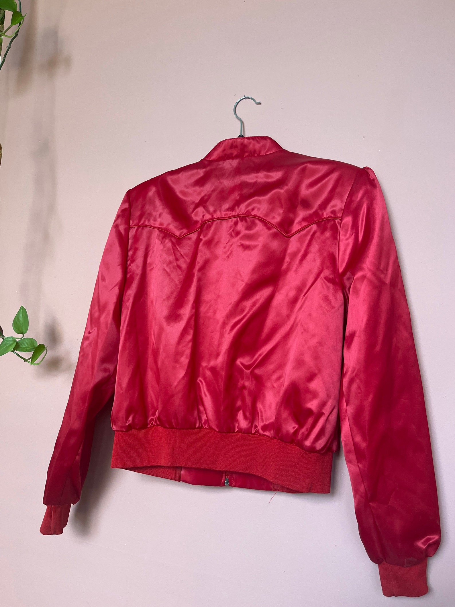 VTG 80s Red Western Nylon Bomber Jacket - Etsy