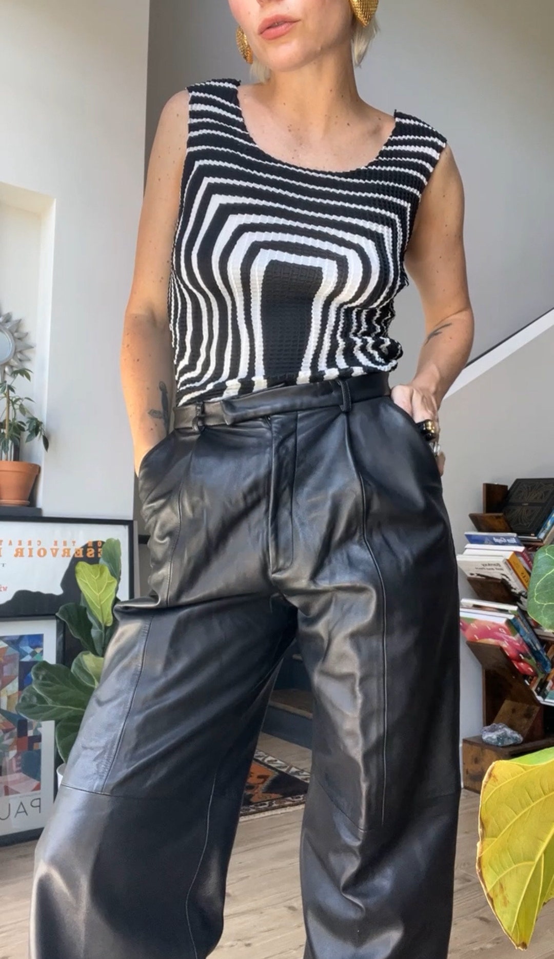 VTG 90s Margaret Godfrey Black Leather Pants - Etsy