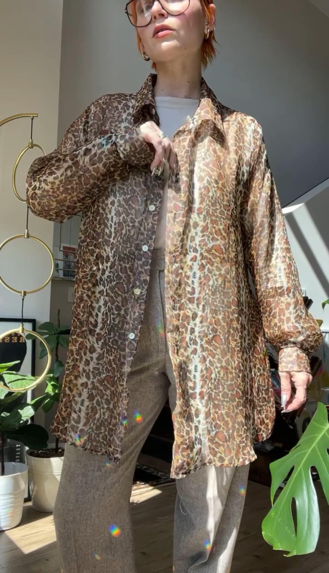 VTG 90s Leopard Print Sheer Blouse - Etsy