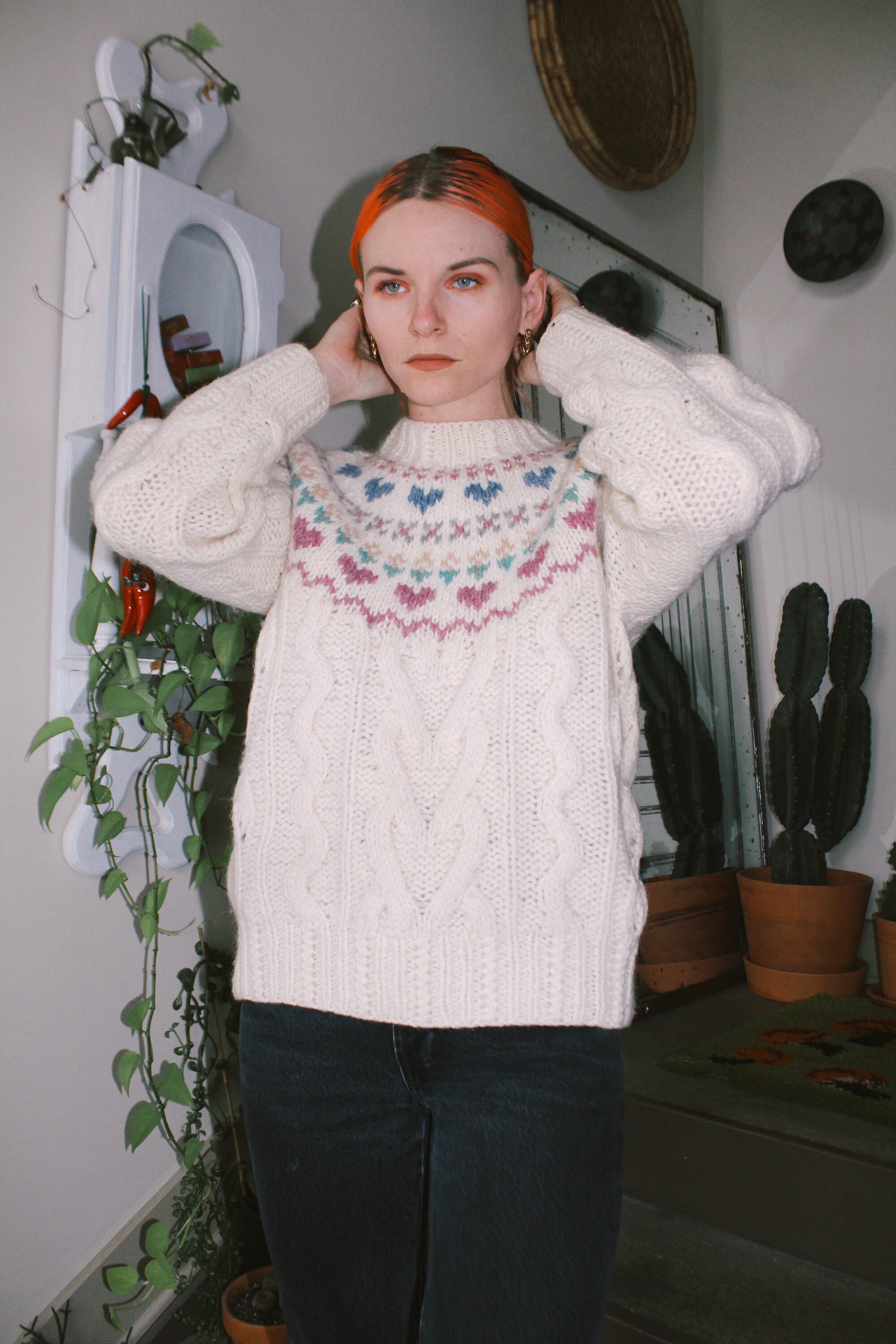 Vintage Heart Hand Knitted Sweater